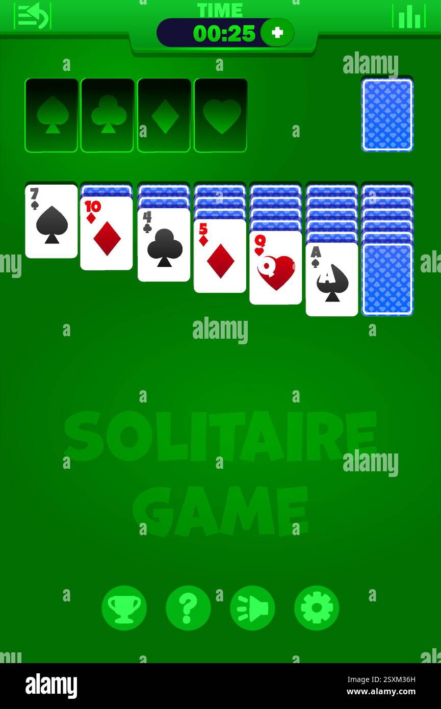 Playing solitaire on green background UI Stock Vector Image & Art - Alamy