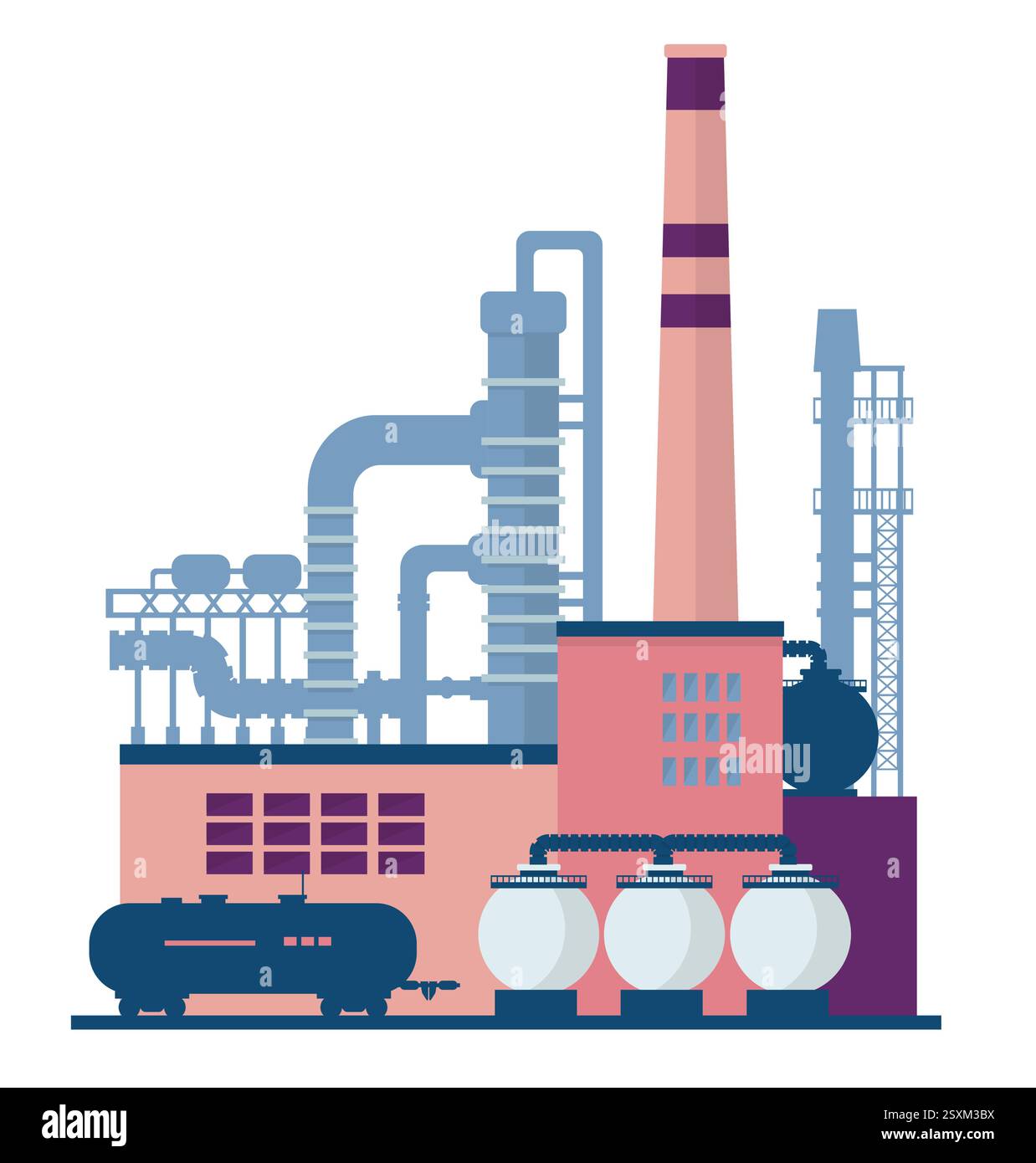Industrial zone. Factory buildings. Illustration in flat design style ...