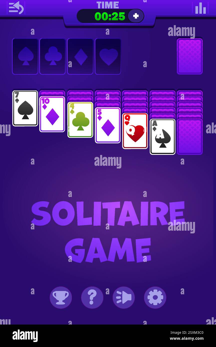 Playing solitaire on purple background UI, buttons for your Game ...