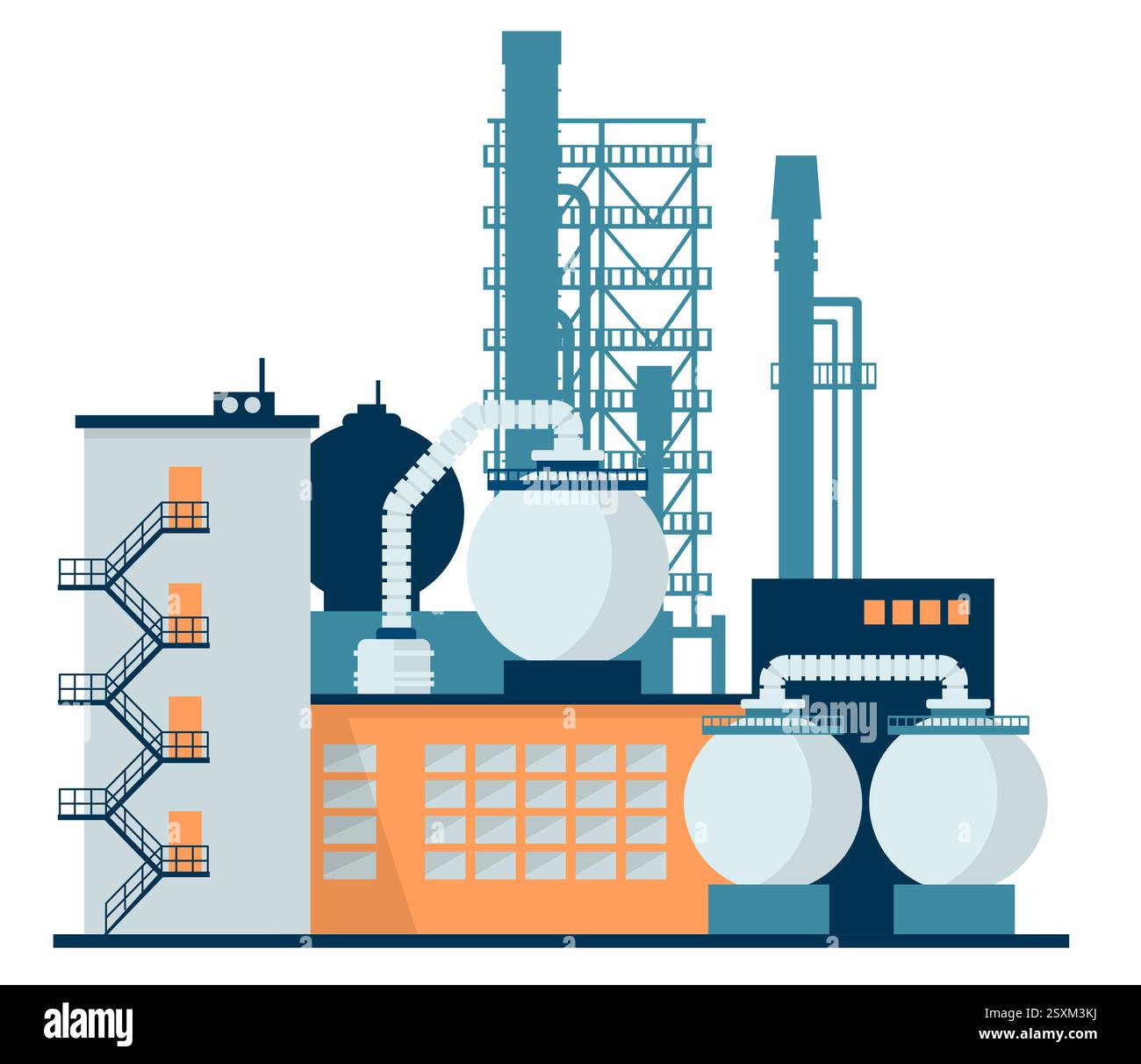 Industrial zone. Factory buildings. Illustration in flat design style ...