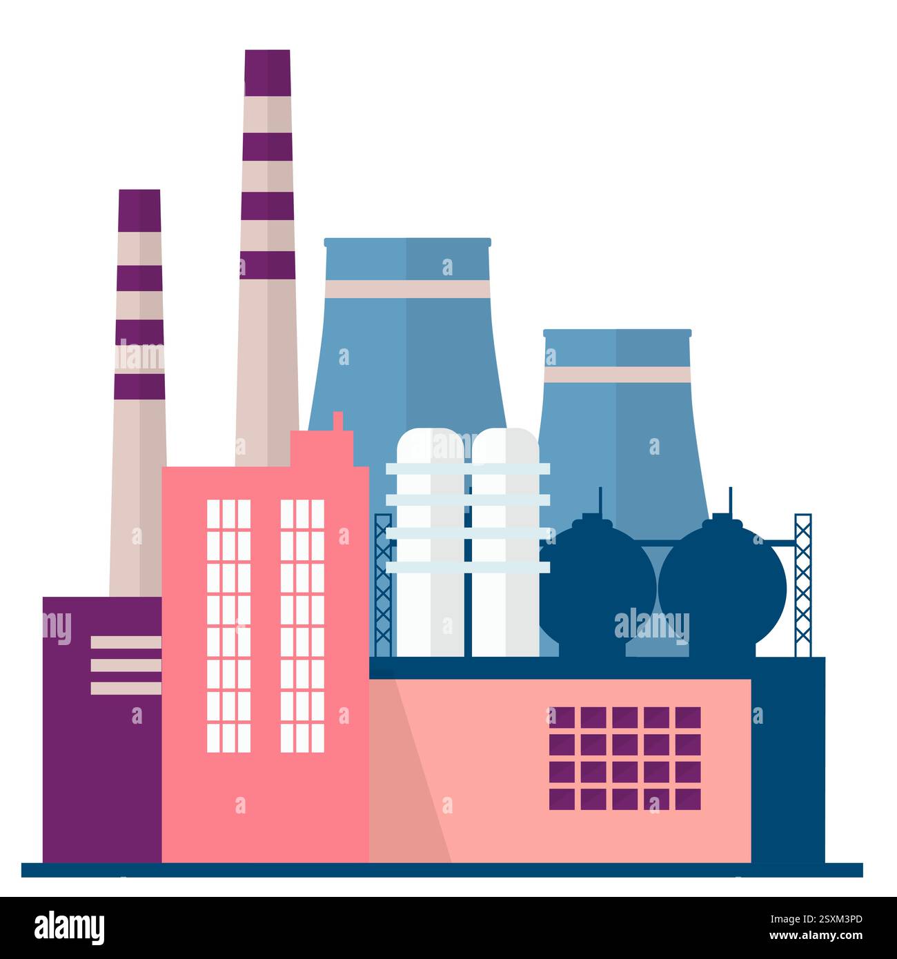Industrial zone. Factory buildings. Illustration in flat design style ...