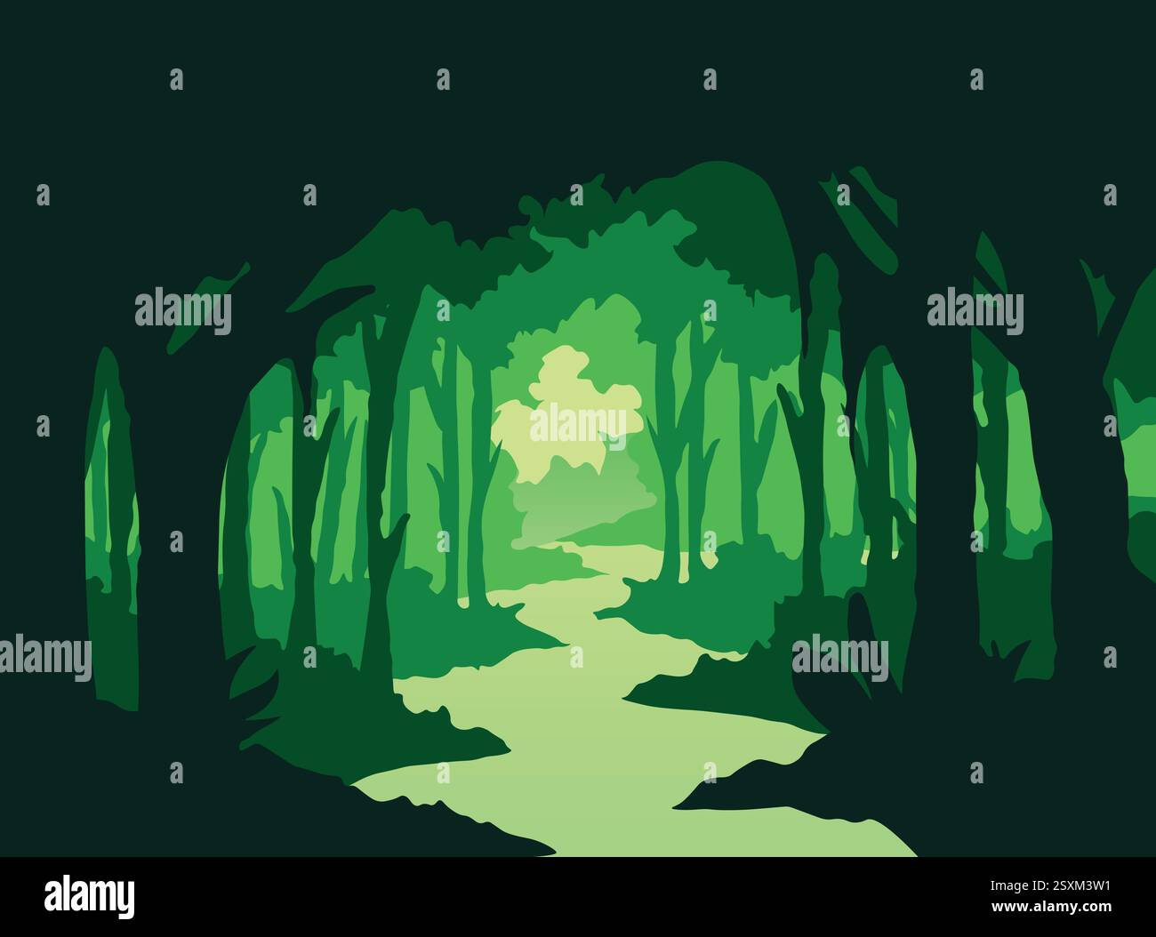 Serene Forest Landscape Background – Green Nature Vector Illustration ...