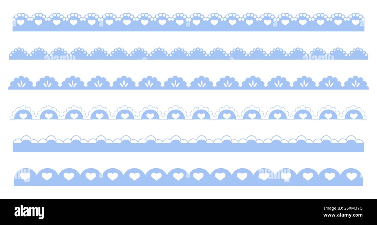 Scalloped border simple divider with cute heart and dots ornament edge ...