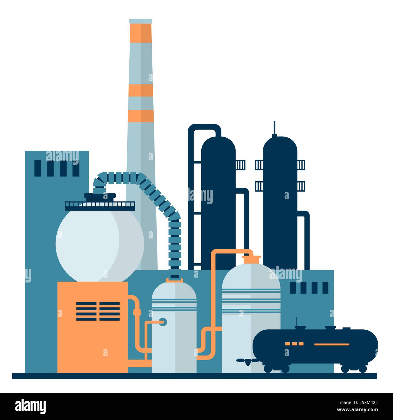 Industrial zone. Factory buildings. Illustration in flat design style ...