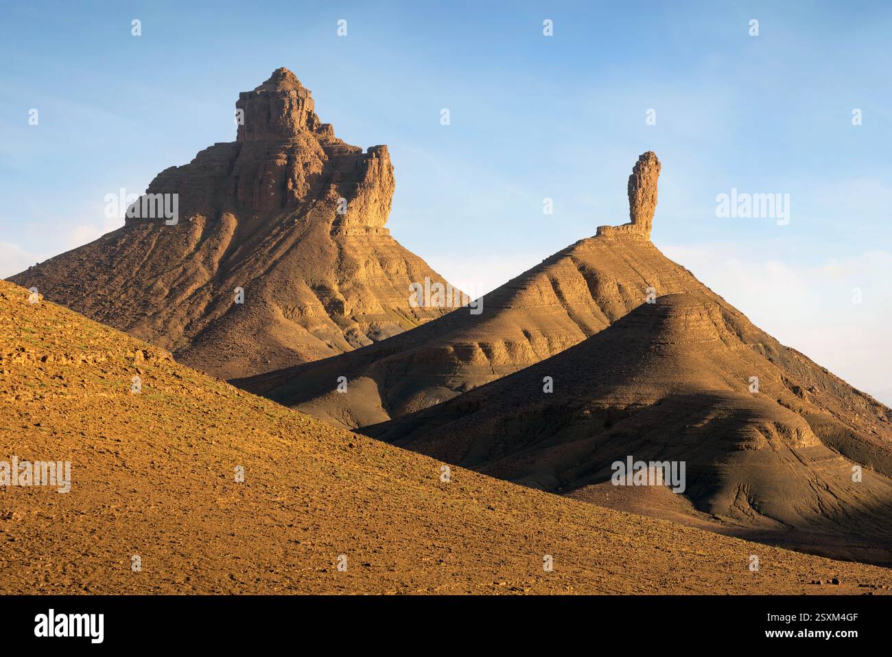 Rock formations and Oasis Laarjimia in the lriqui National Park near ...