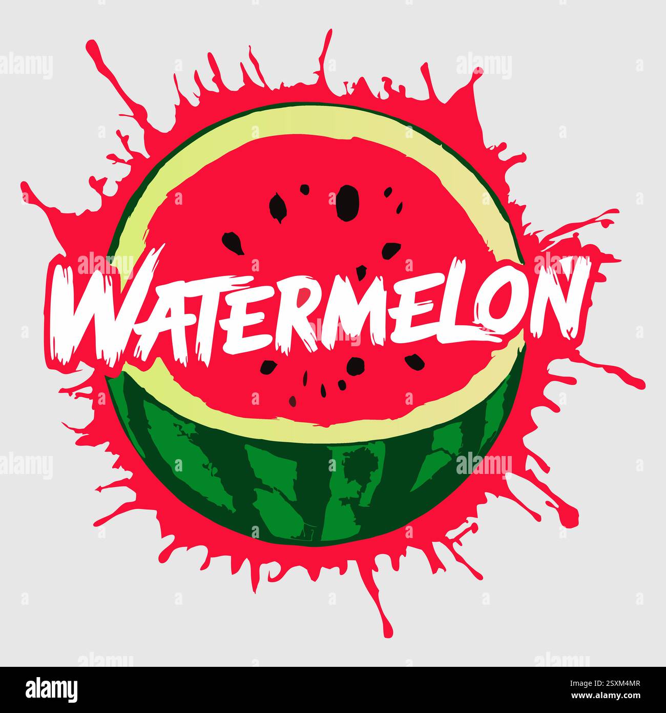 Illustration of a half slice watermelon with a bold splash effect and ...