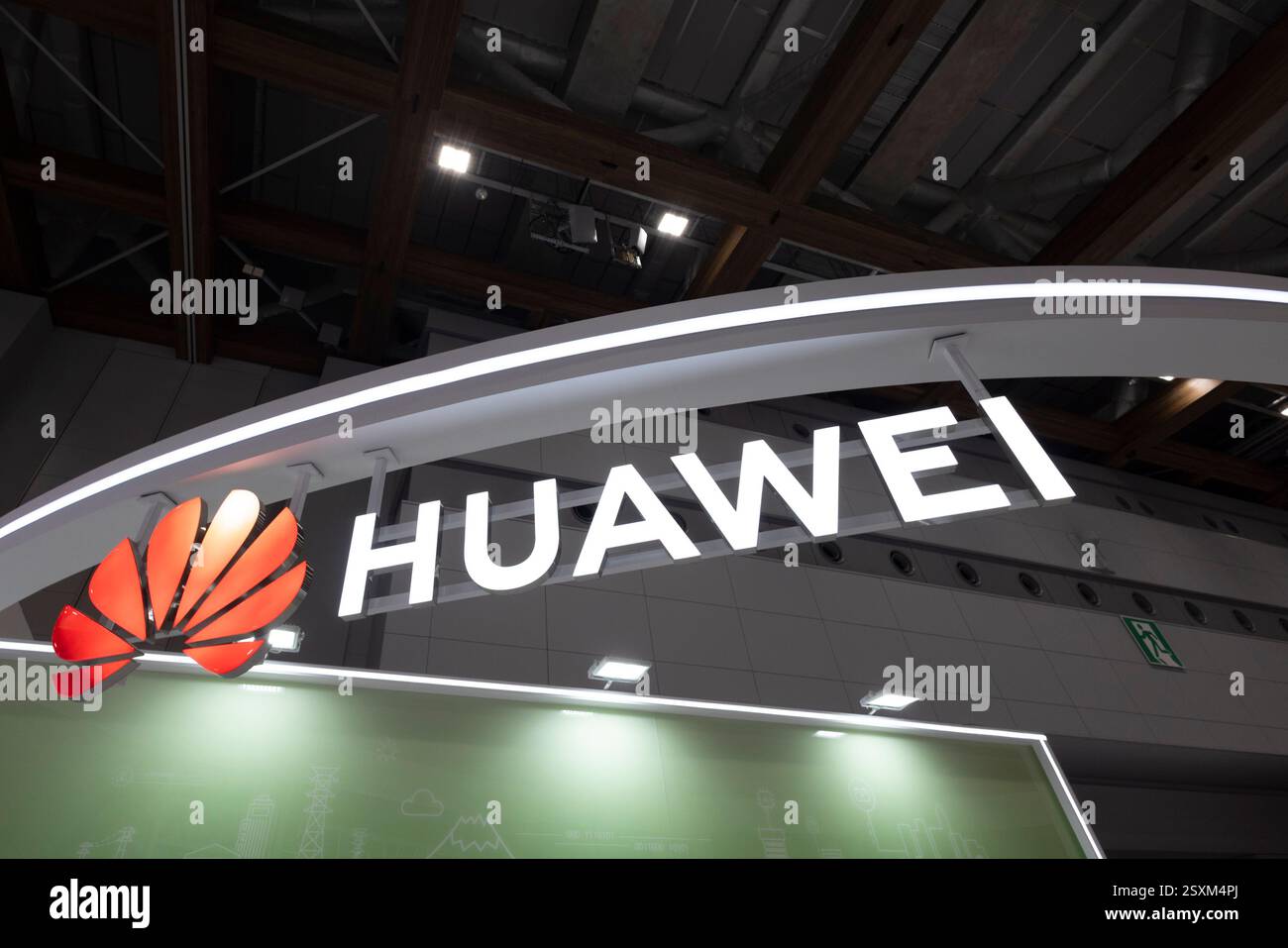 Huawei branding and logo seen at Smart Energy Week 2025 in Tokyo Big ...
