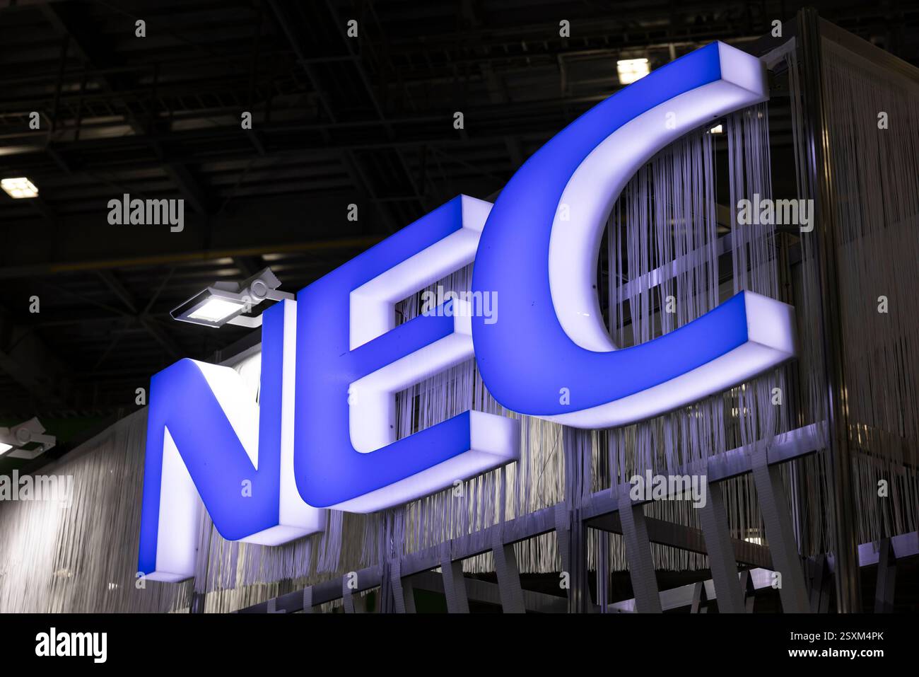 NEC corporation company branding seen at Smart Energy Week 2025 in Tokyo Big Sight. Smart Energy ...