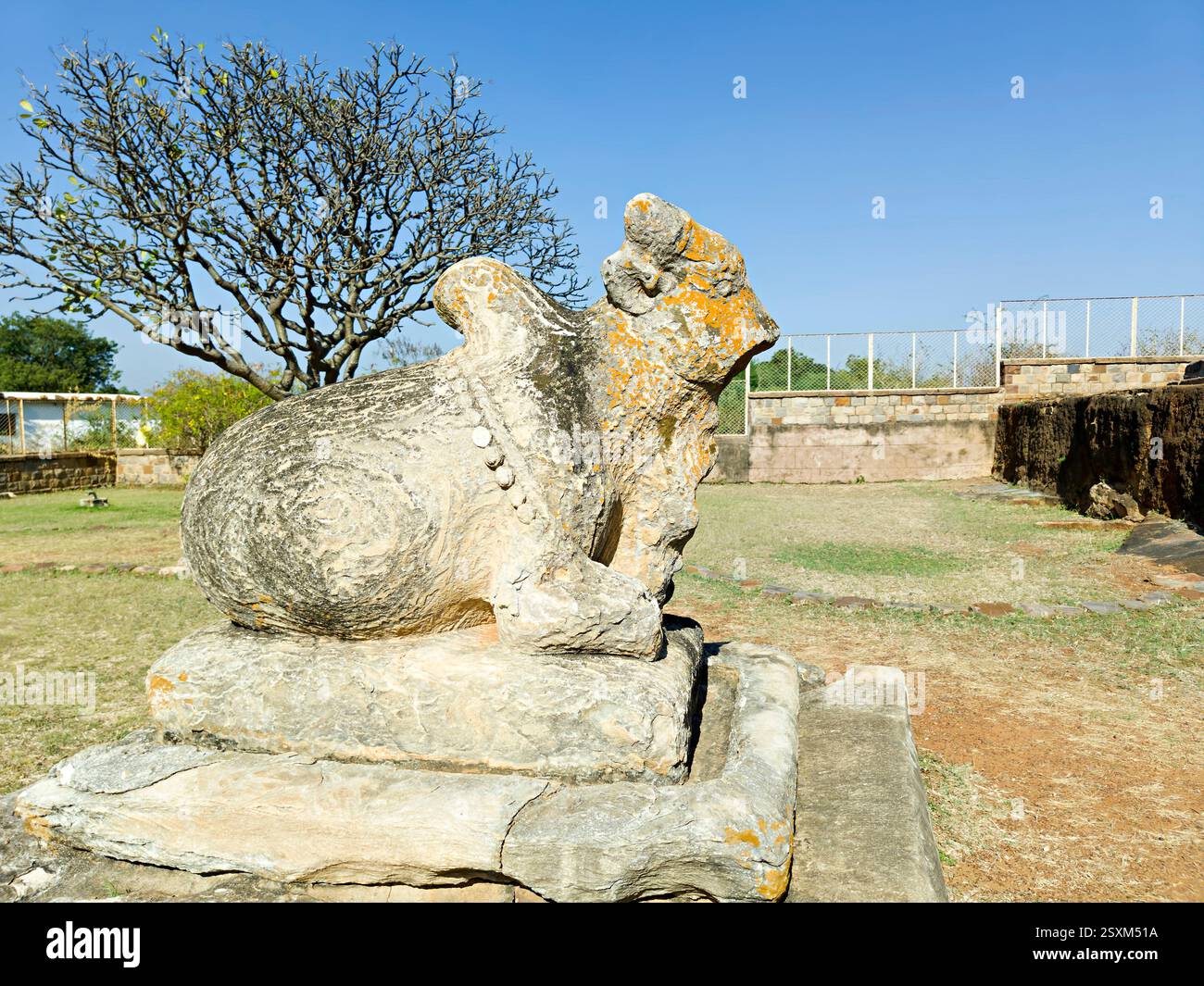Sculpture of broken Nandi at Ravanaphadi Cave Temple, Aihole, Karnataka ...