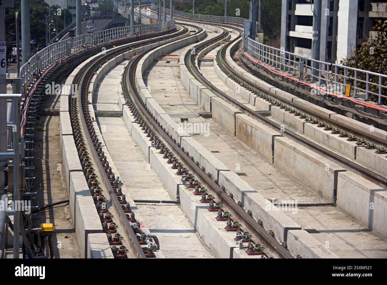 Details of Metro rail track, Pune, Maharashtra, India Stock Photo - Alamy