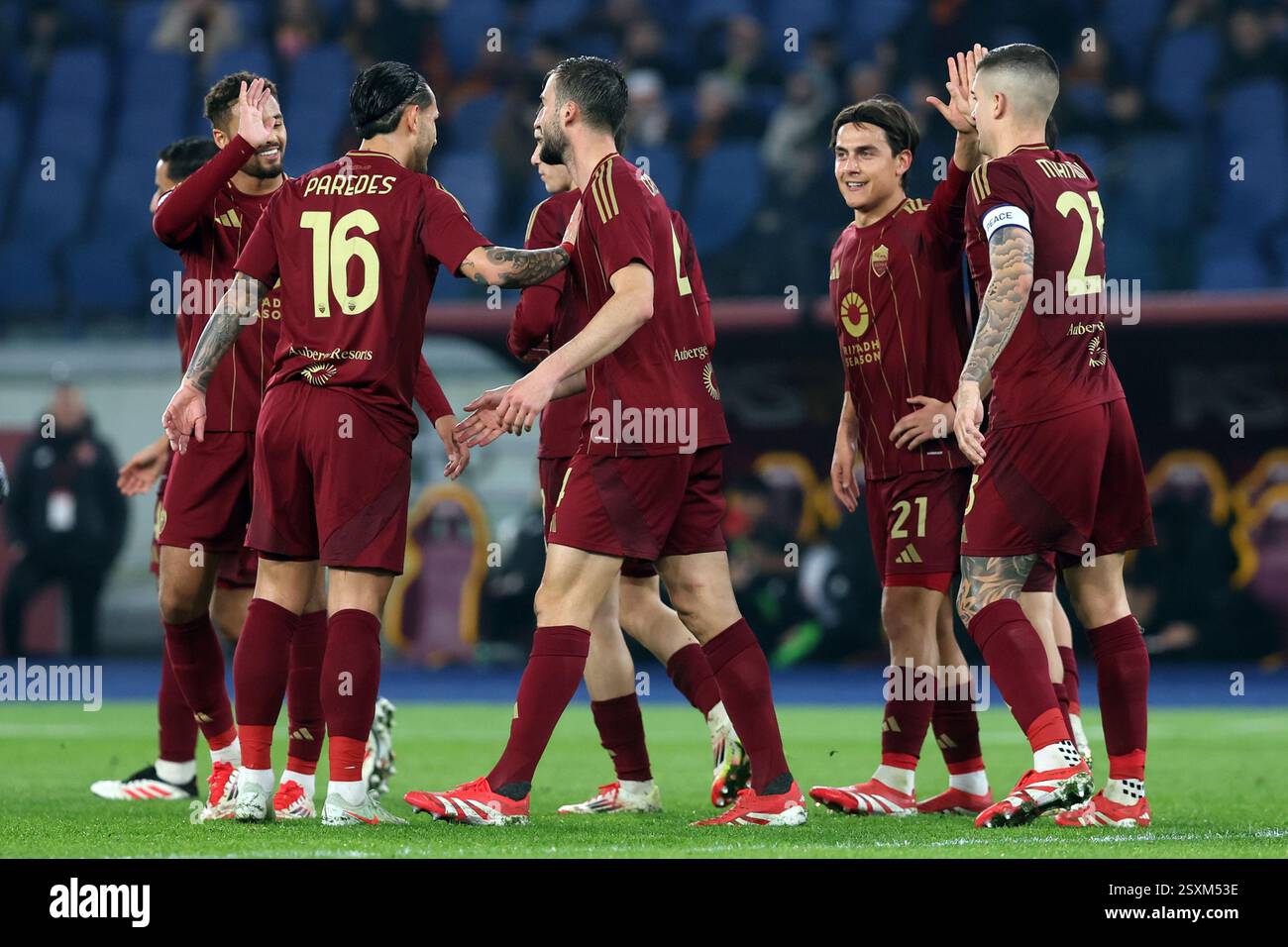 Rome, Italy. 24th Feb, 2025. Bryan Cristante of Roma celebrates goal ...