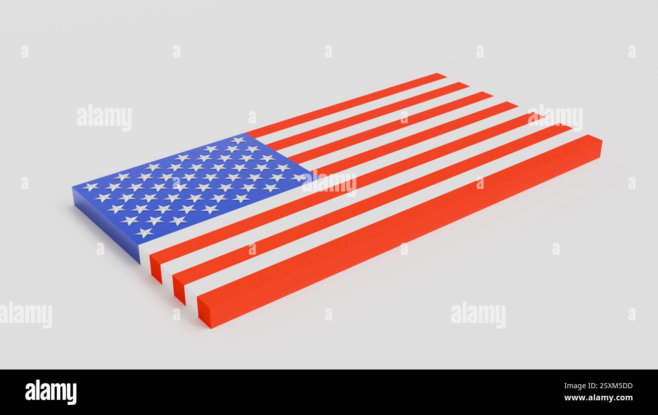 3D model of American flag close-up on white background Stock Photo - Alamy