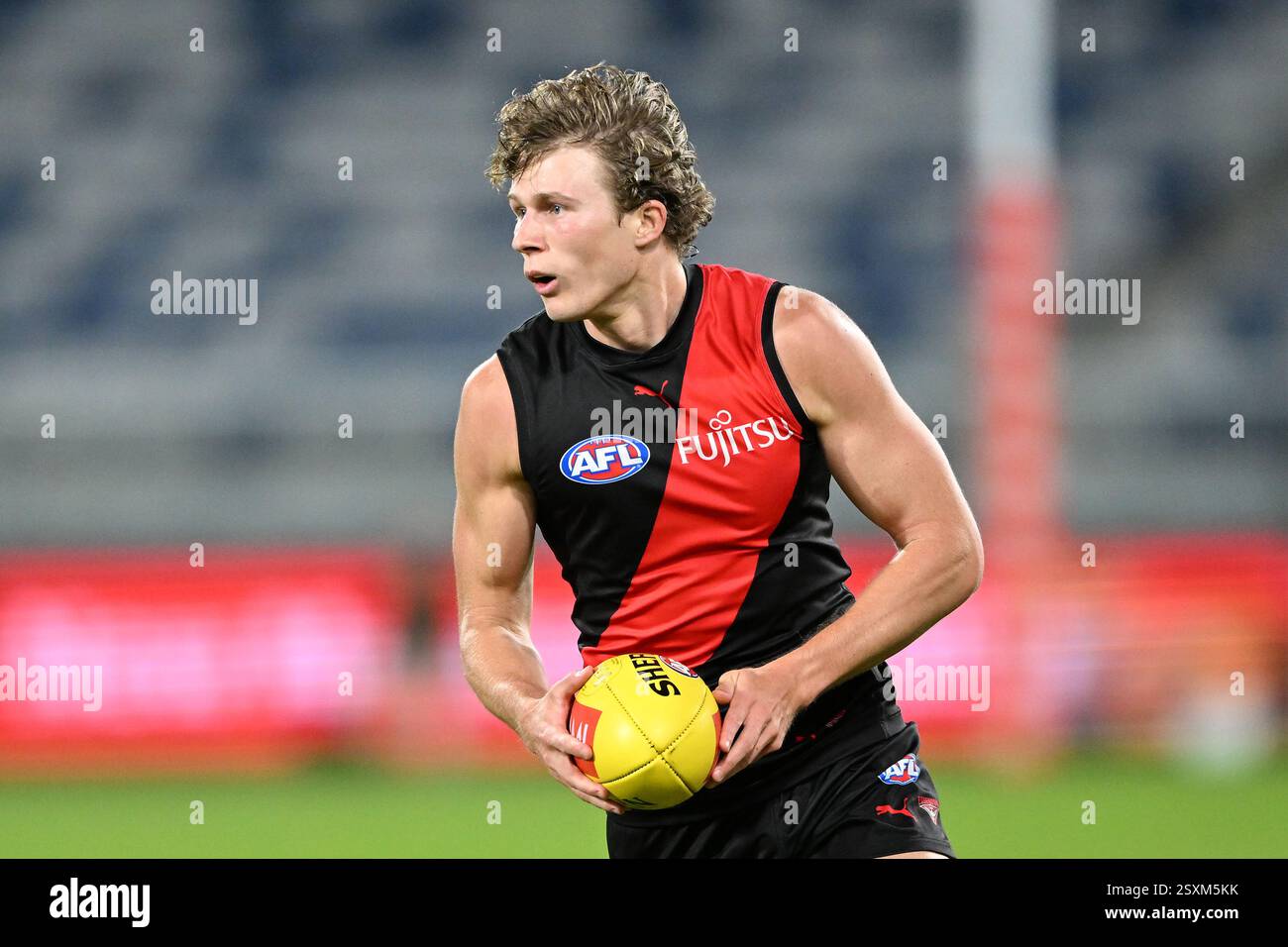 Geelong, Australia. 25th Feb, 2025. Ben Hobbs of Essendon in action ...