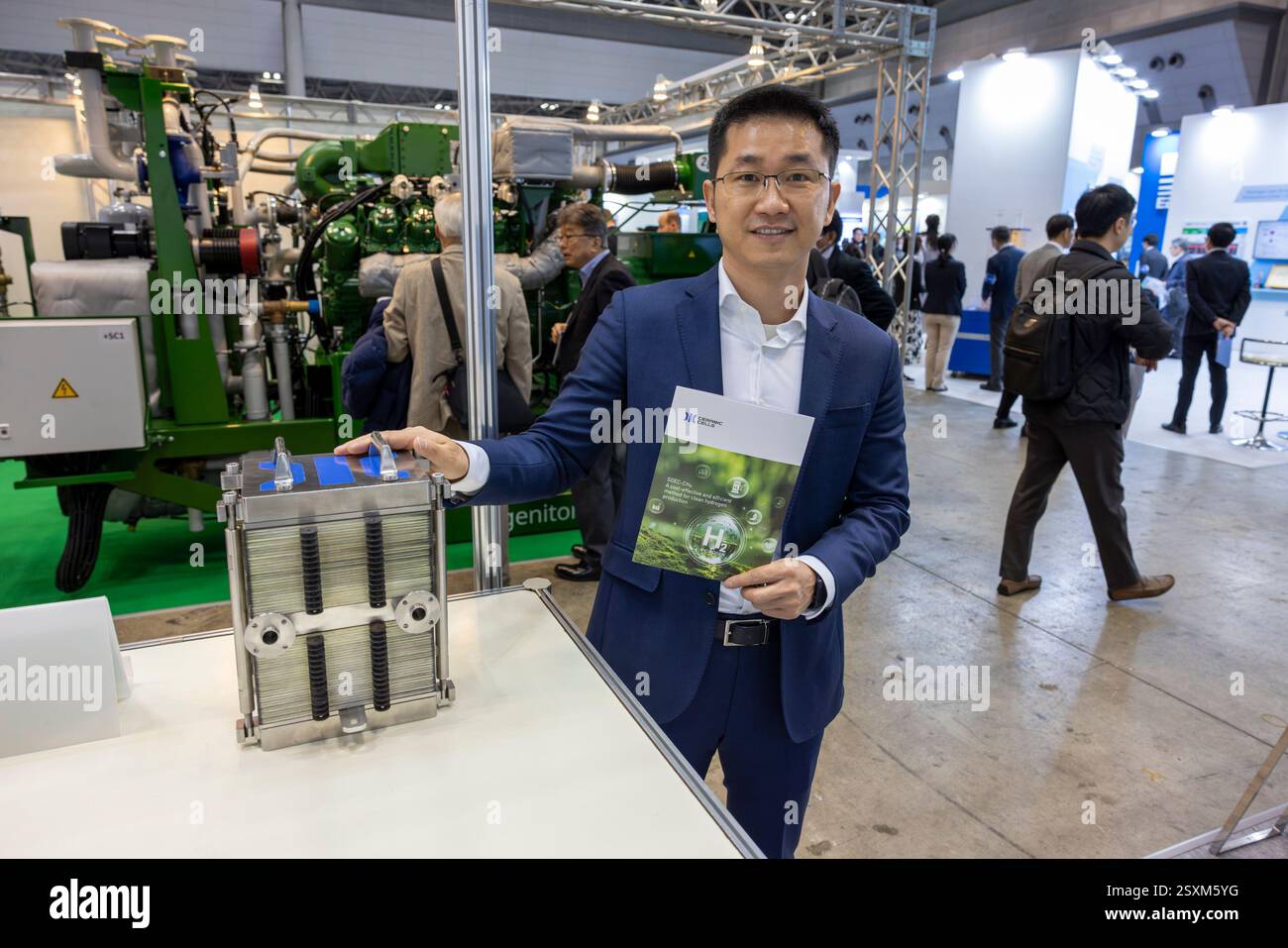 February 19, 2025, Tokyo, Japan: Marketing representative of Ceramic Cells Co. presents their ...