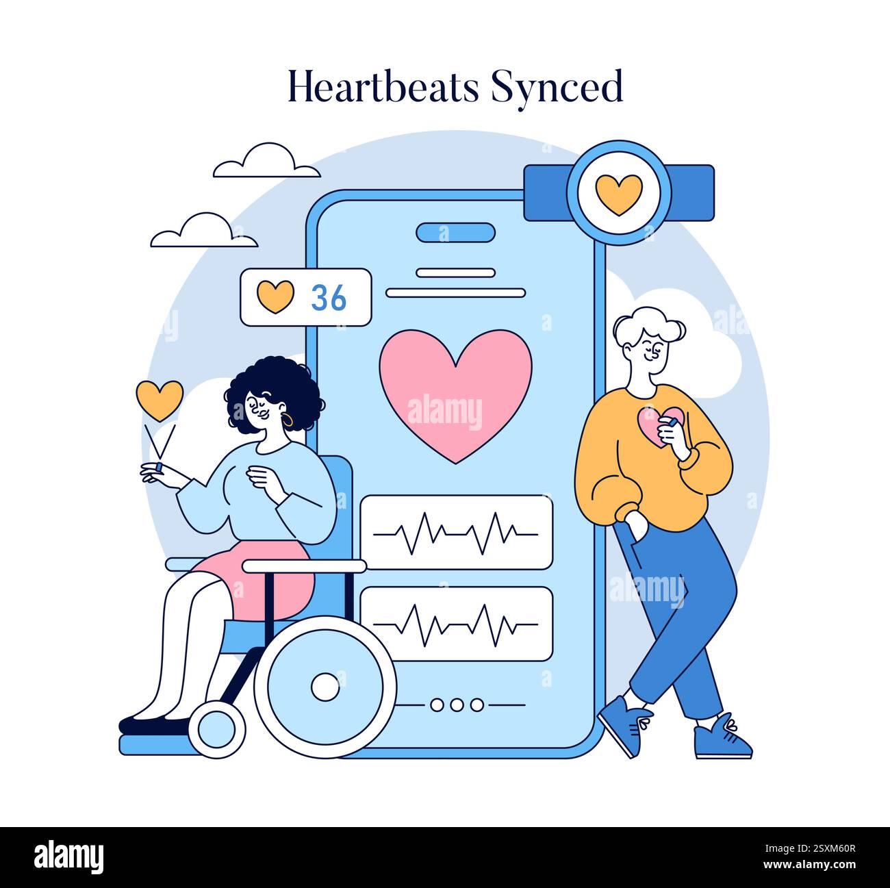 Long Distance Love concept. Connection between two people through ...