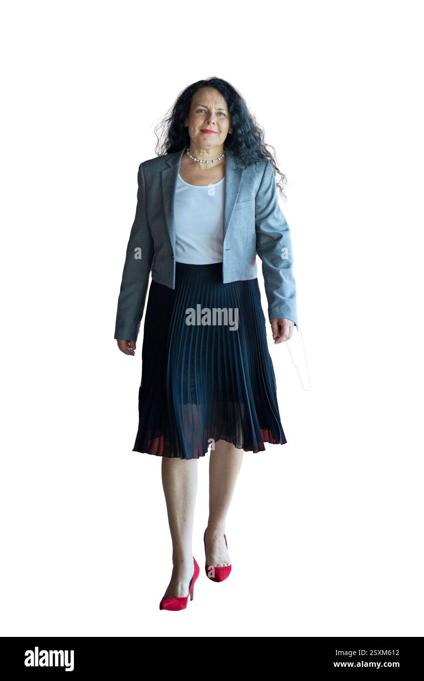 60s stylish, confident mature businesswoman, female leader, middle ...