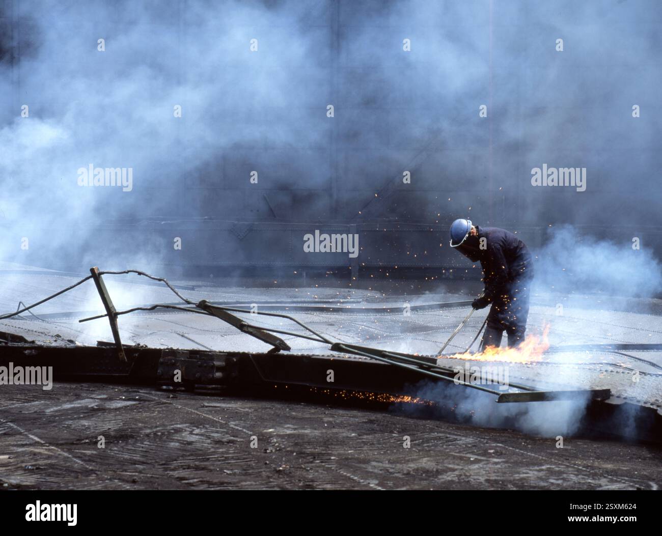 Demolition of the gas works site and gasometer at New Inn, near ...