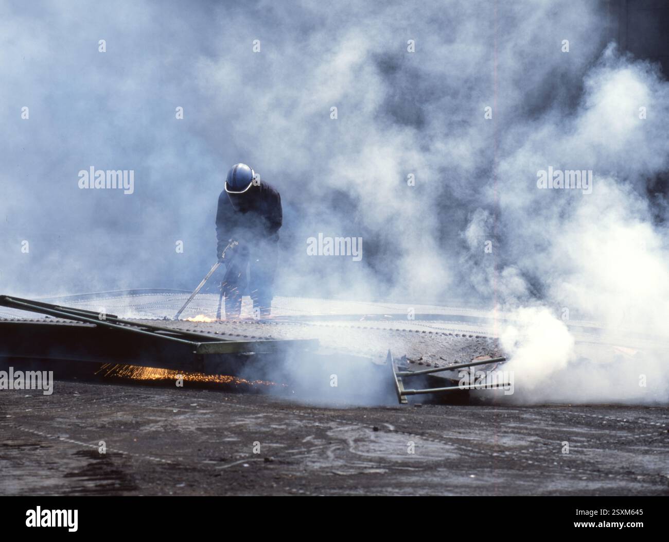 Demolition of the gas works site and gasometer at New Inn, near ...