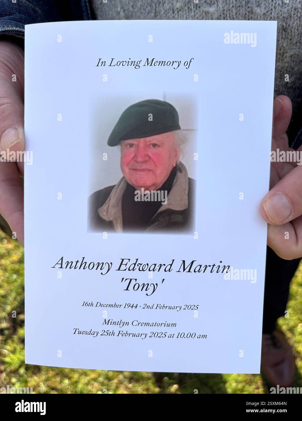 The order of service for the funeral of farmer Tony Martin, who died at ...