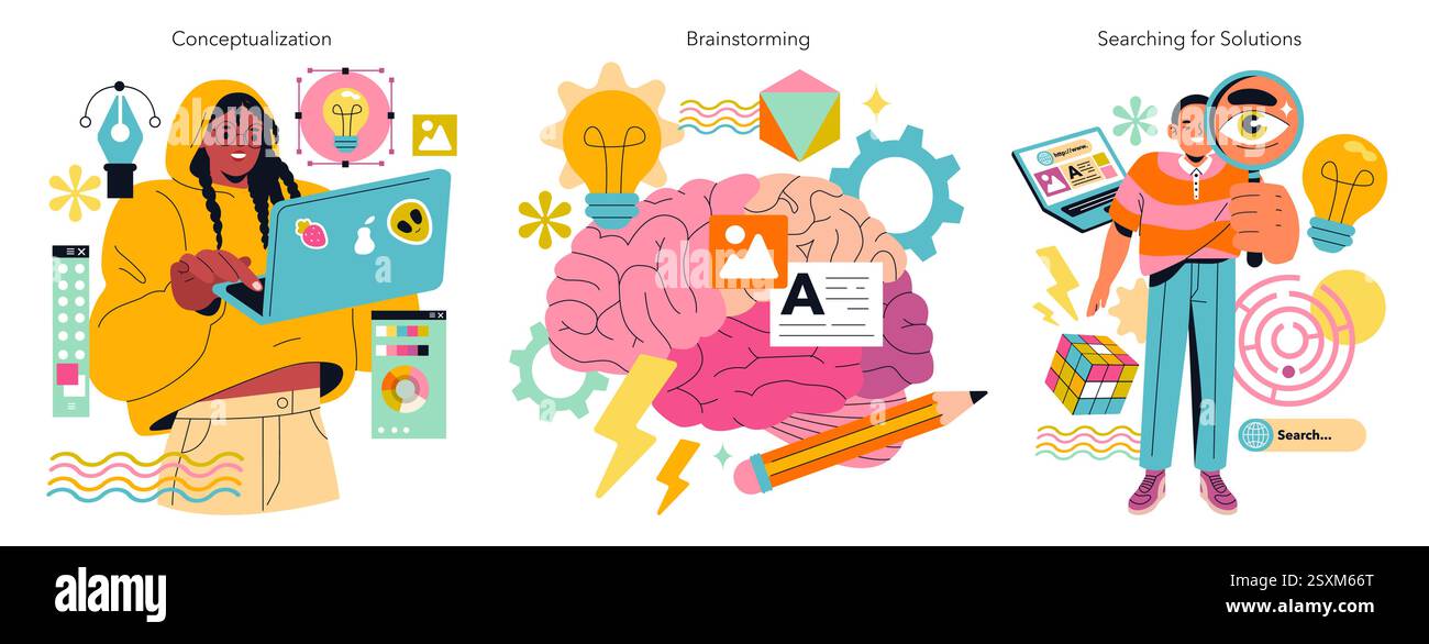 Workflow illustration highlighting three key stages: conceptualization ...