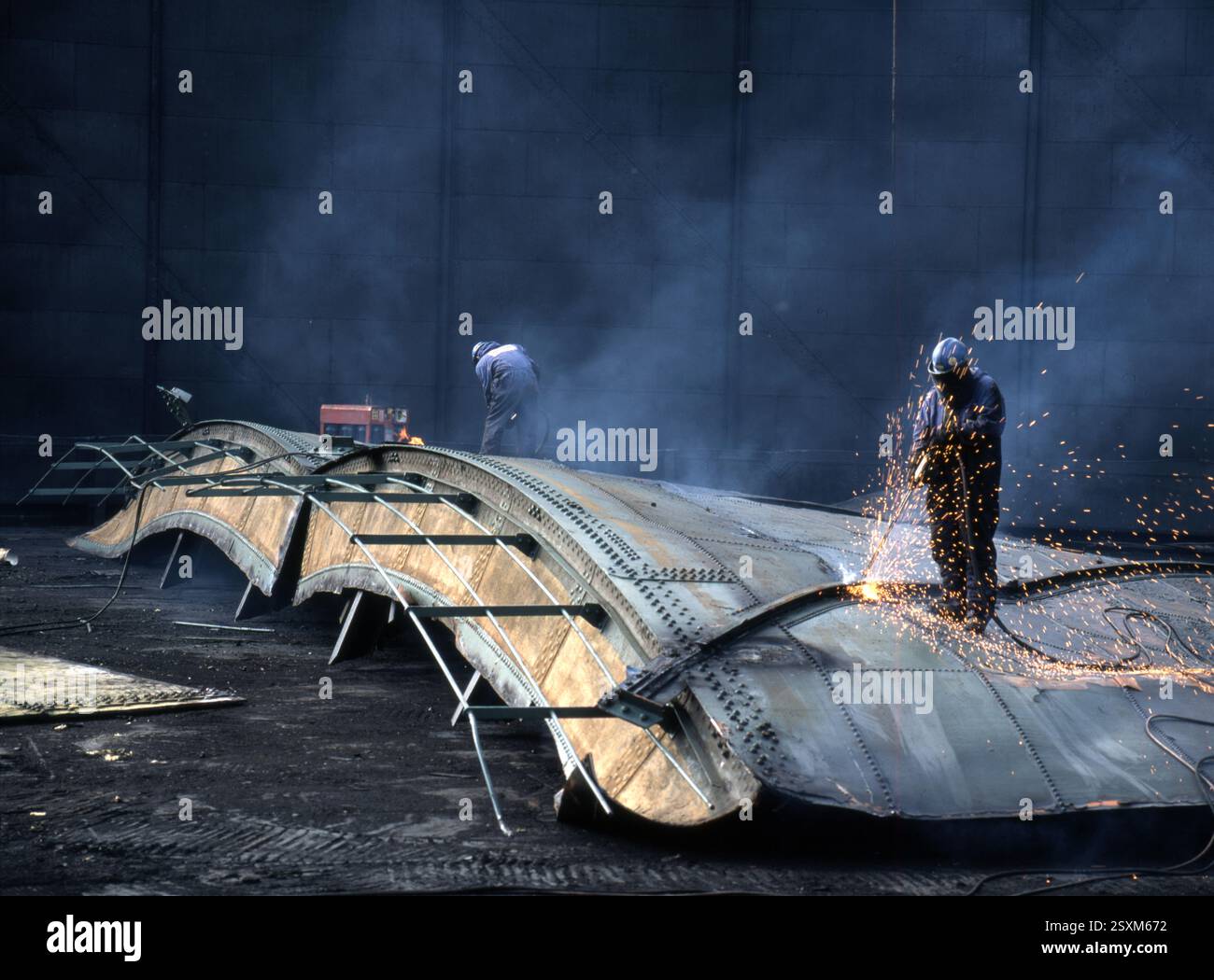 Demolition of the gas works site and gasometer at New Inn, near ...