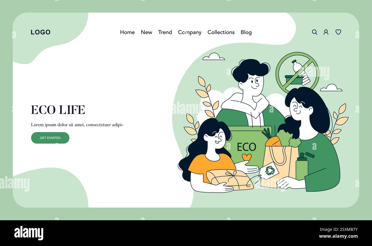 Eco Life concept. Illustrates a sustainable lifestyle with a focus on ...