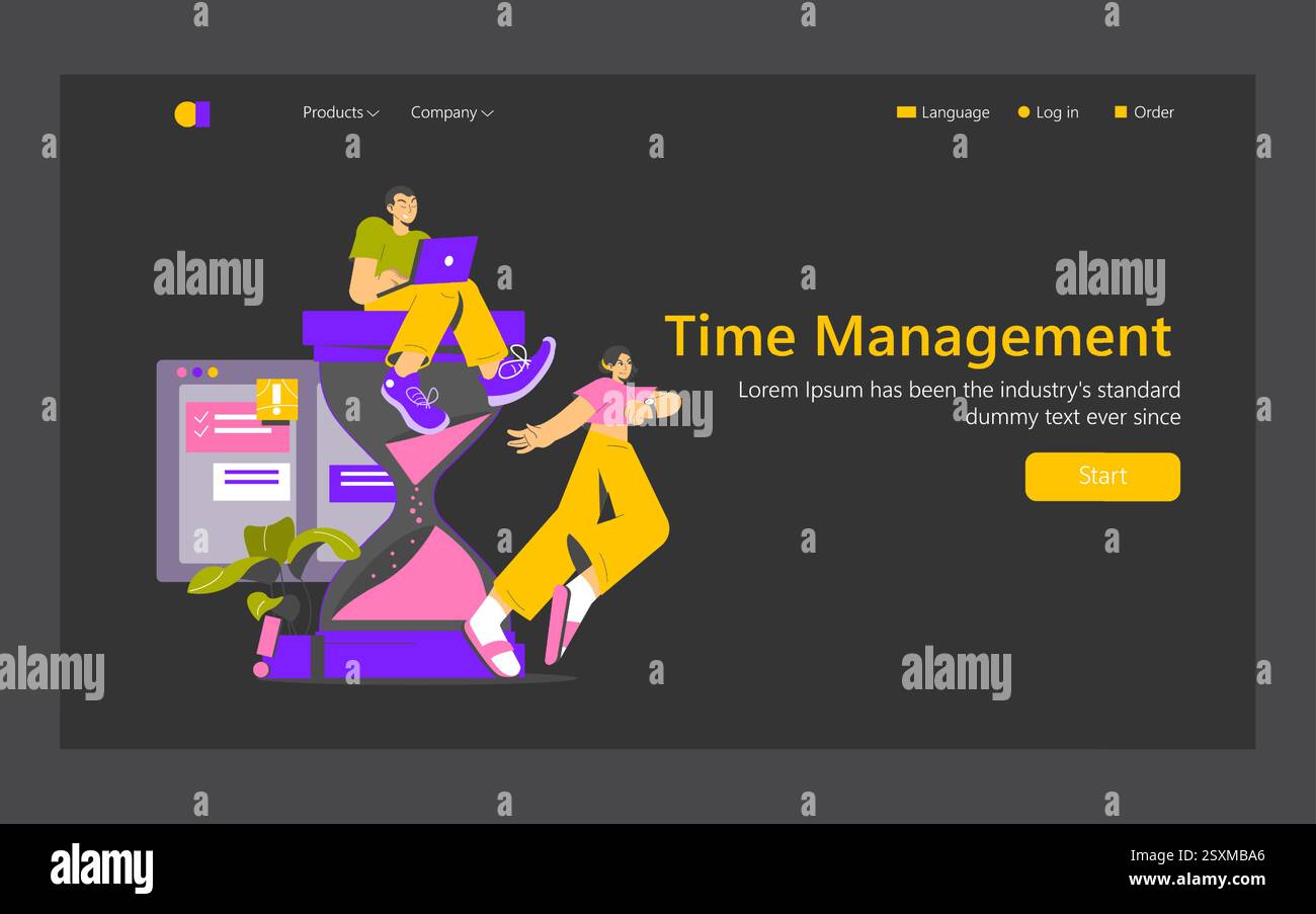 Time Management concept. The illustration focuses on effective ...