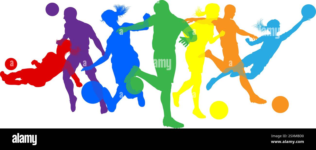 Soccer Football Players People Silhouettes Concept Stock Vector Image ...