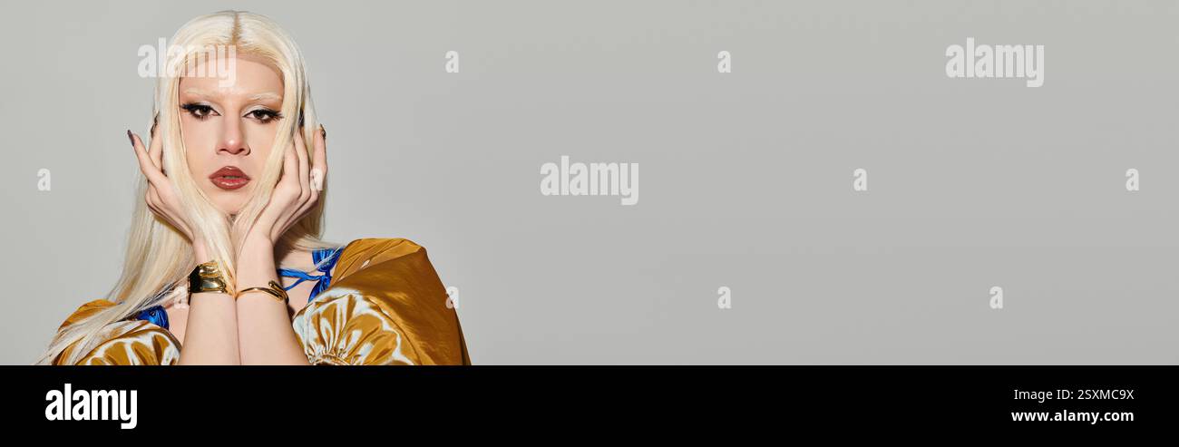 A confident drag queen showcases stunning style and unique personality ...