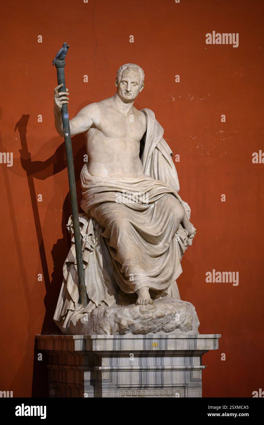 Rome. Italy. Seated statue of Roman Emperor Galba (3 B.C.- 69 A.D ...