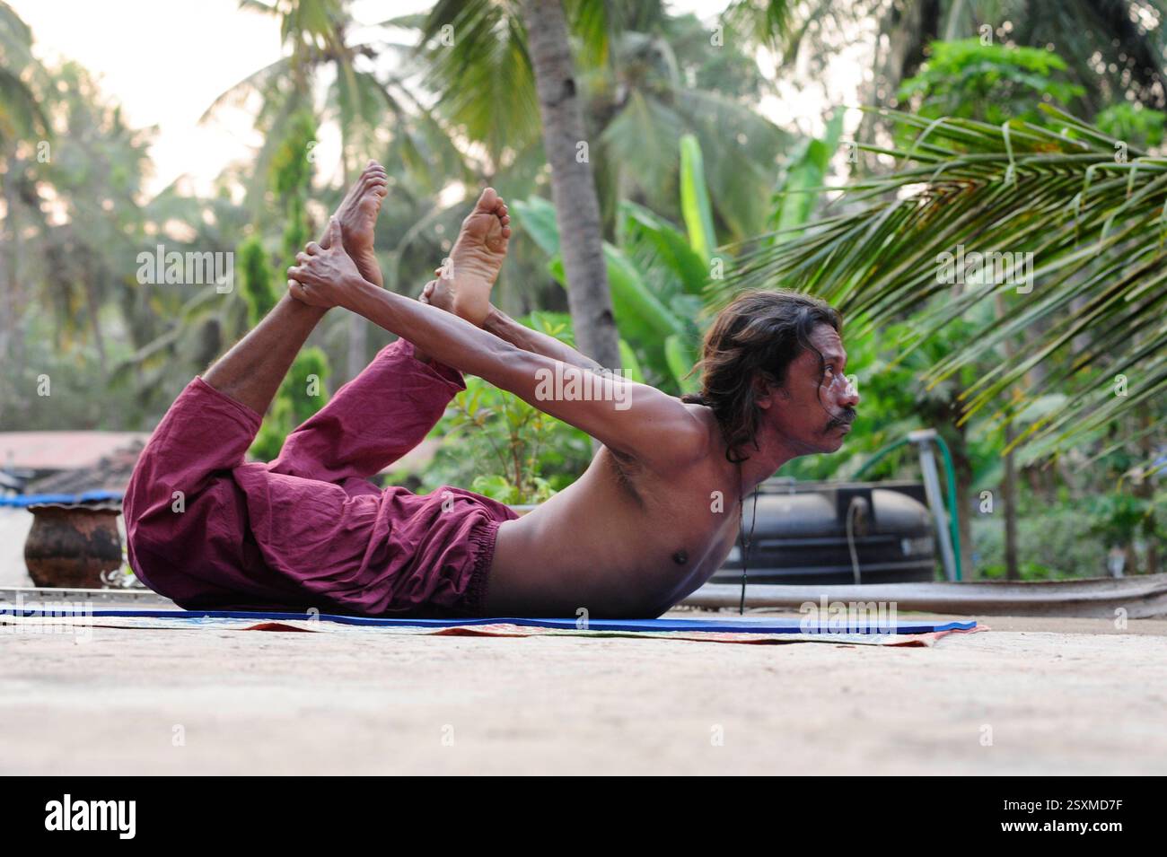 a indigenous yogi during yoga exercise, training for mental and ...