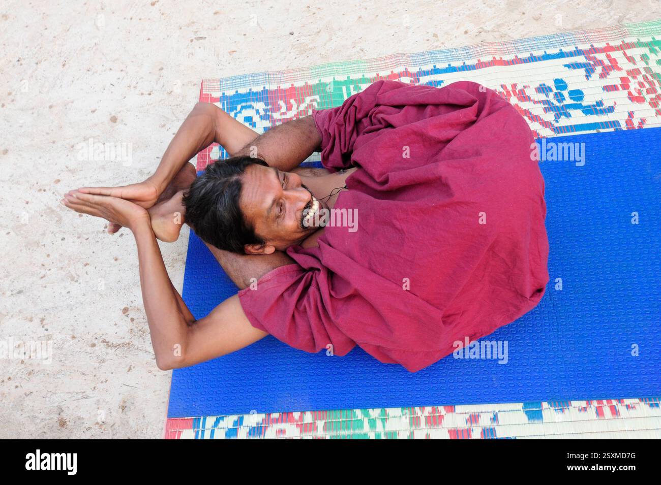 a indigenous yogi during yoga exercise, training for mental and ...