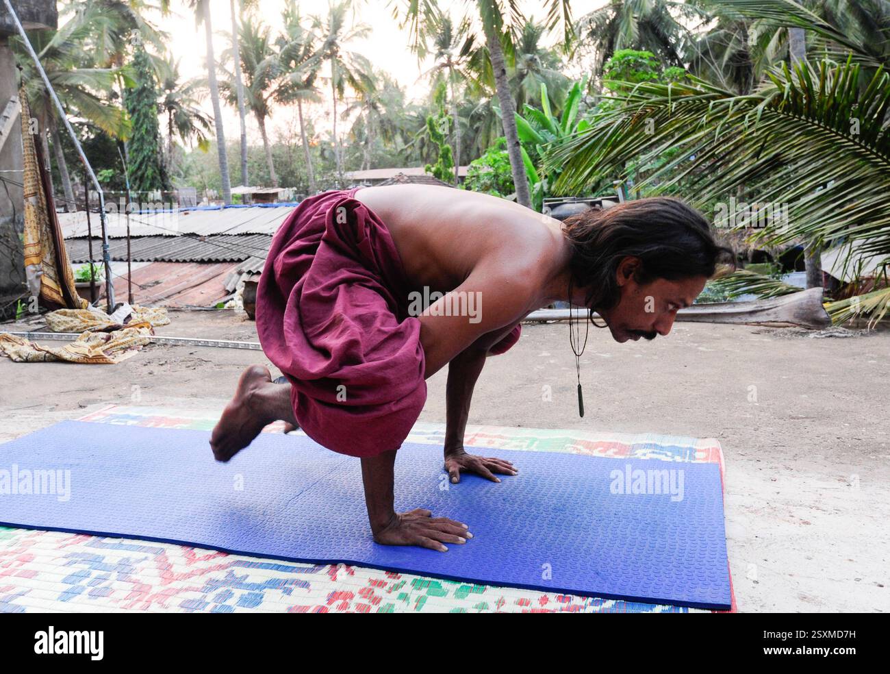 a indigenous yogi during yoga exercise, training for mental and ...