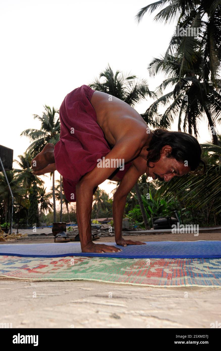 a indigenous yogi during yoga exercise, training for mental and ...