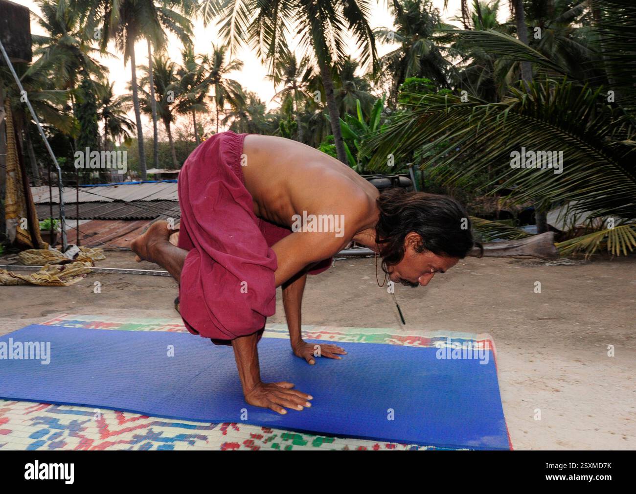 a indigenous yogi during yoga exercise, training for mental and ...