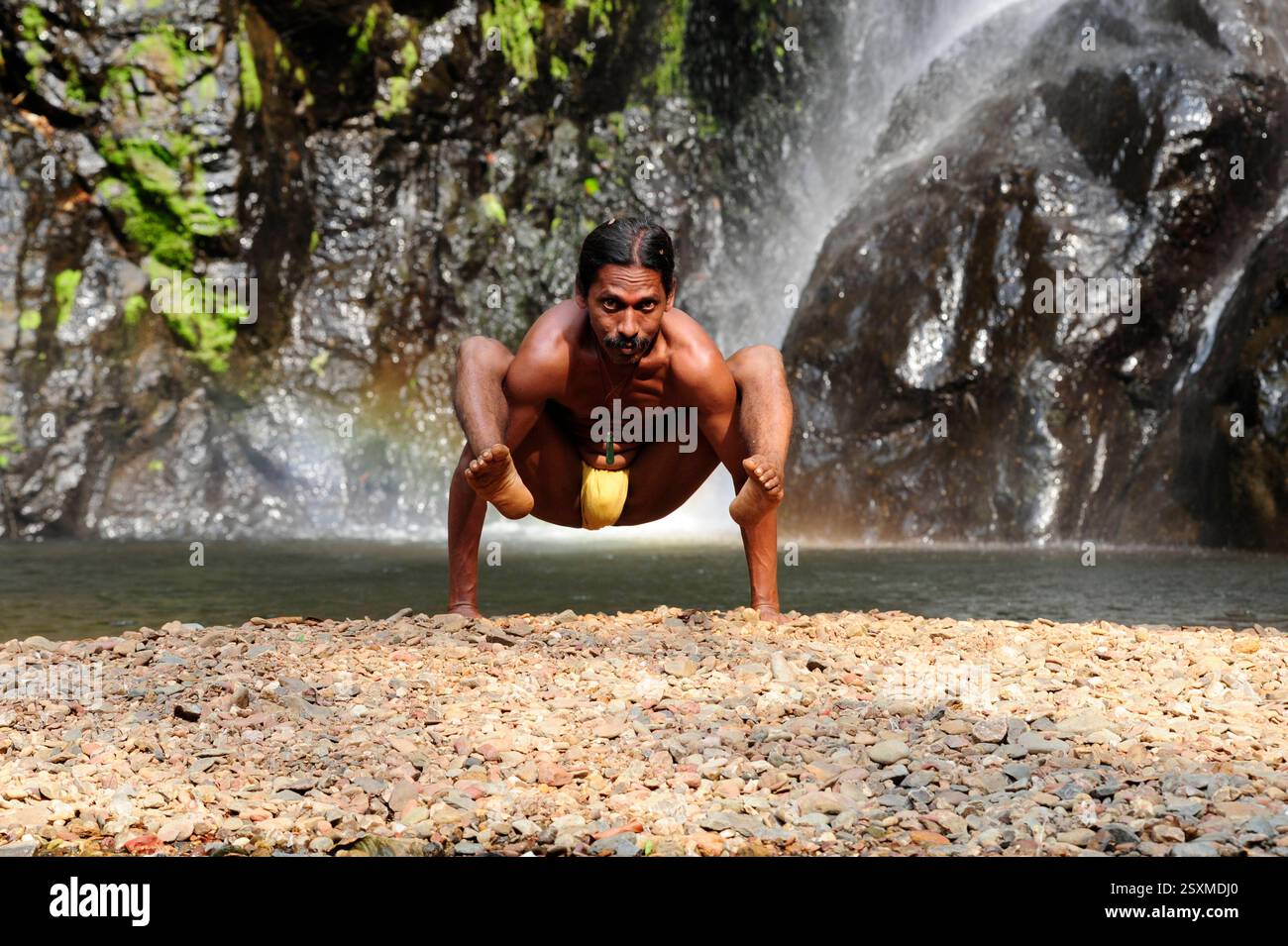 a indigenous yogi during yoga exercise, training for mental and ...