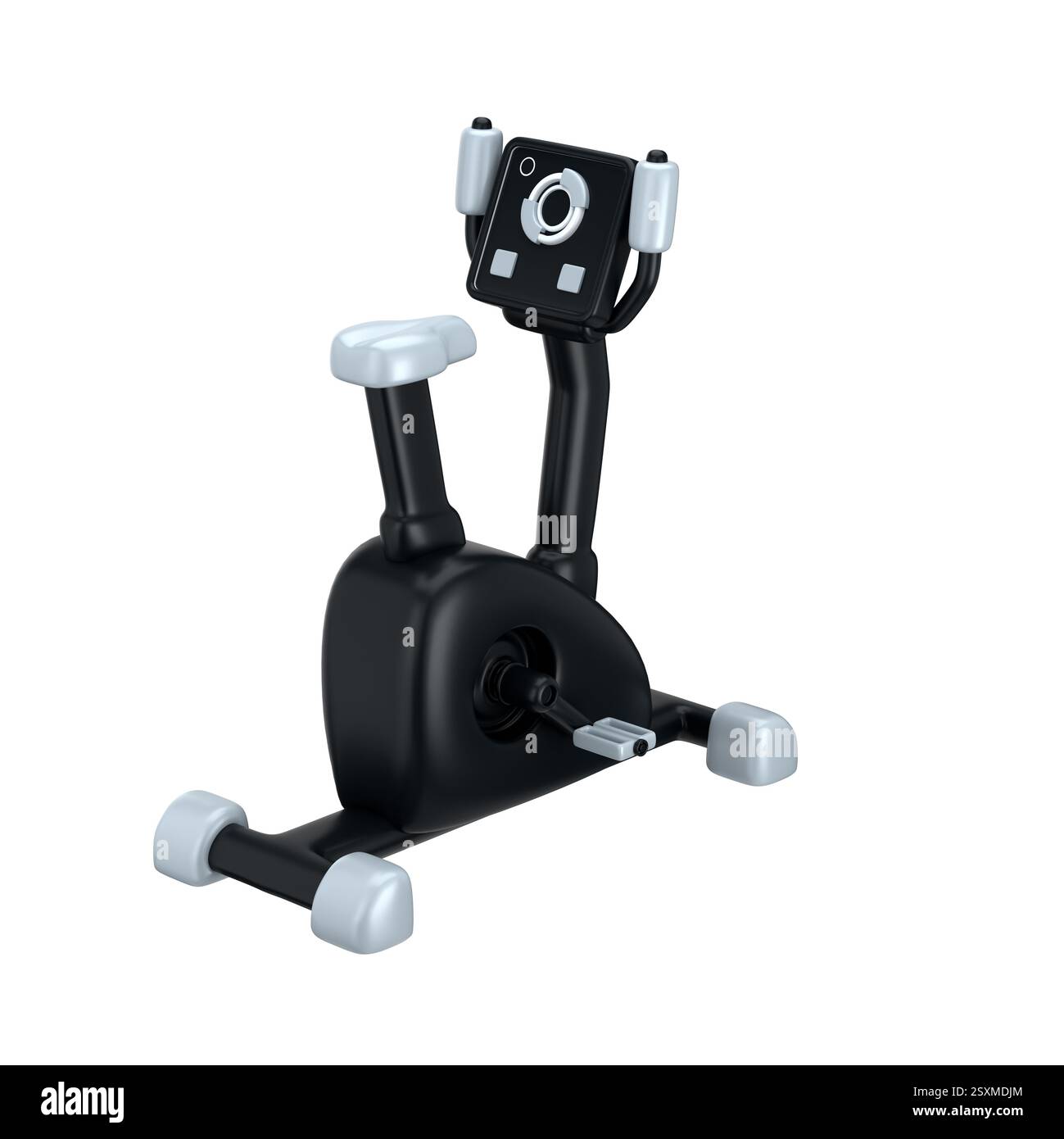 Black stylized bicycle machine over white background, 3d render Stock ...