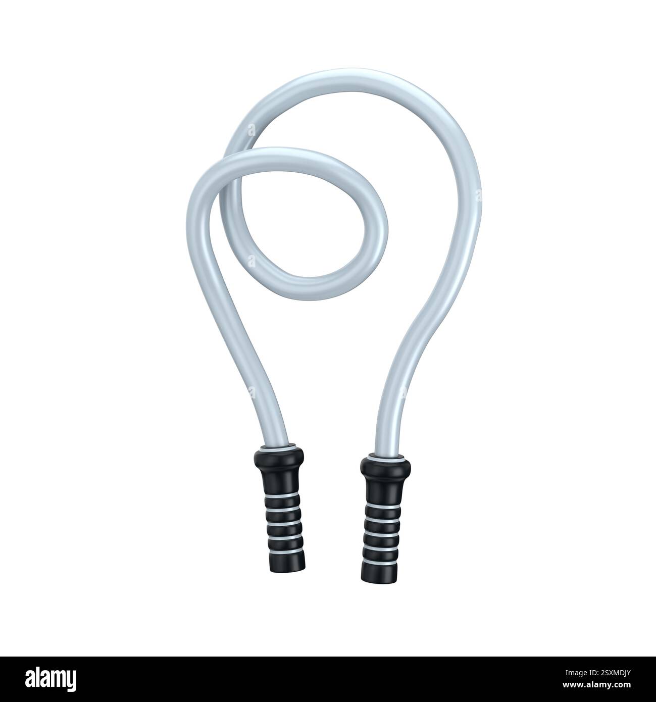 Jumping rope with black handles and grey rope, 3d render Stock Photo ...