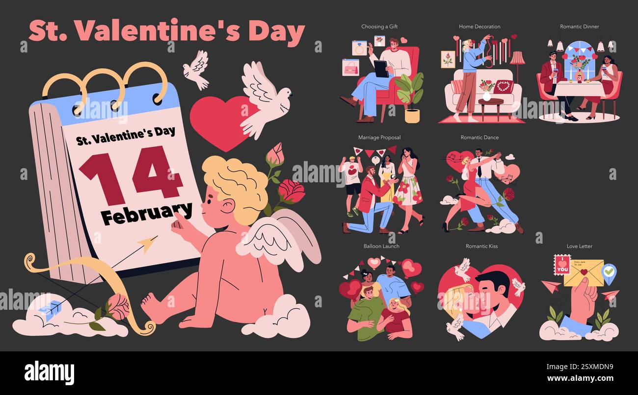 St. Valentine's Day illustration. Celebrating love and romance on ...