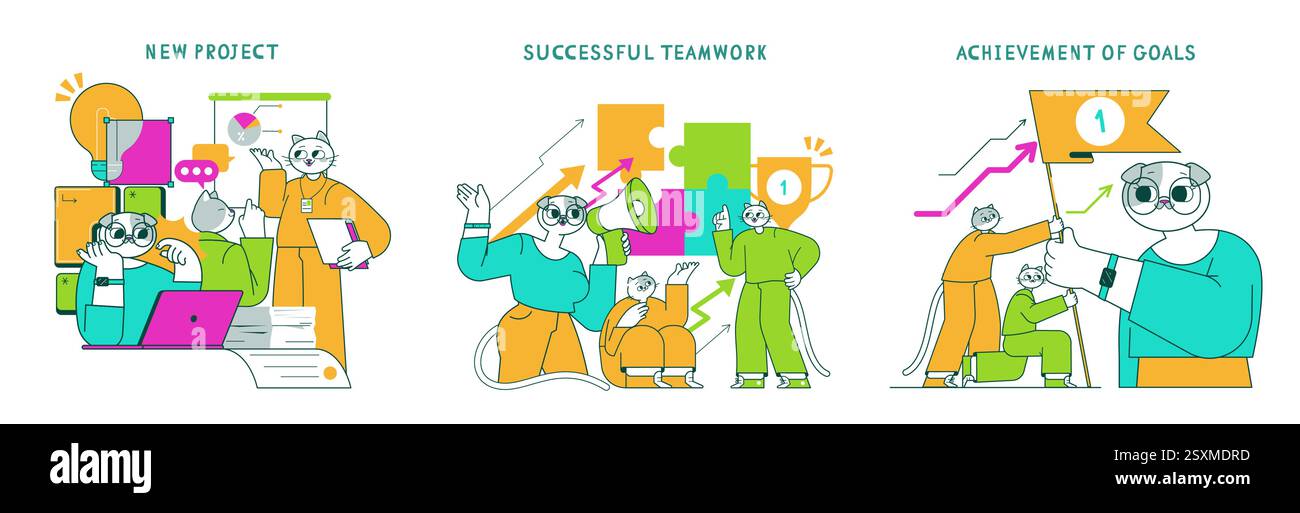 Collaboration animals Stock Vector Images - Alamy