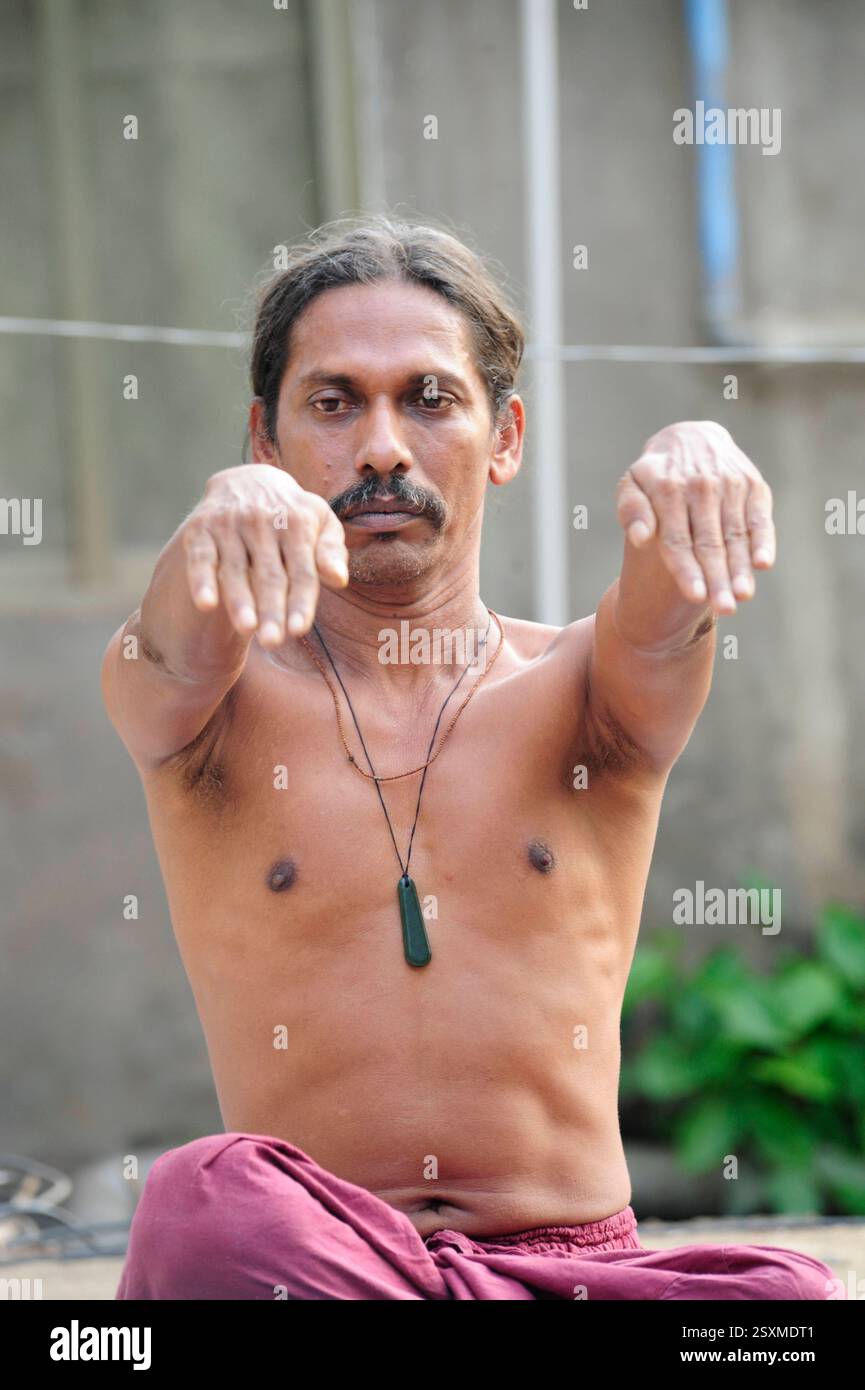 a indigenous yogi during yoga exercise, training for mental and ...