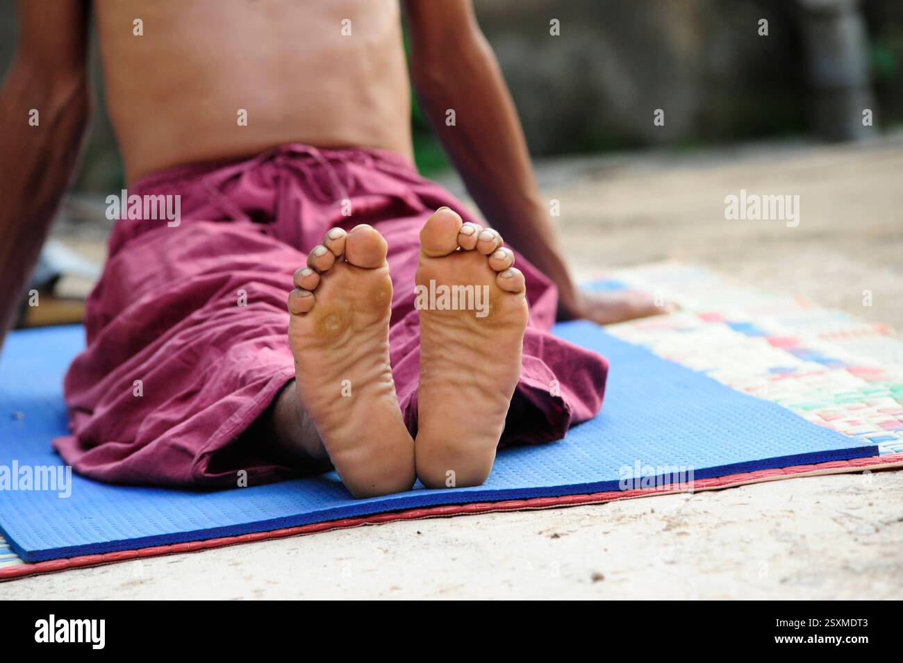 a indigenous yogi during yoga exercise, training for mental and ...