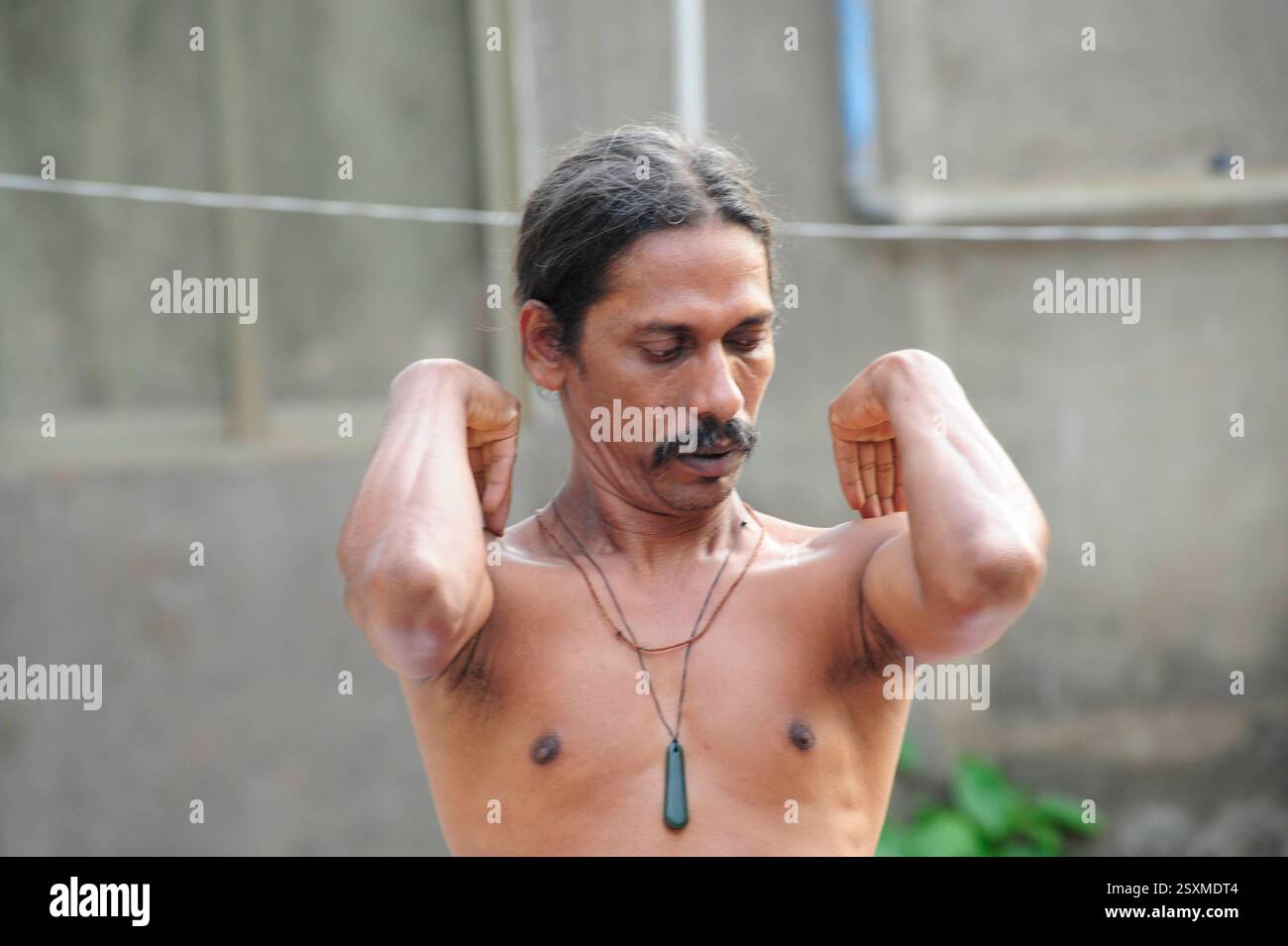 a indigenous yogi during yoga exercise, training for mental and ...