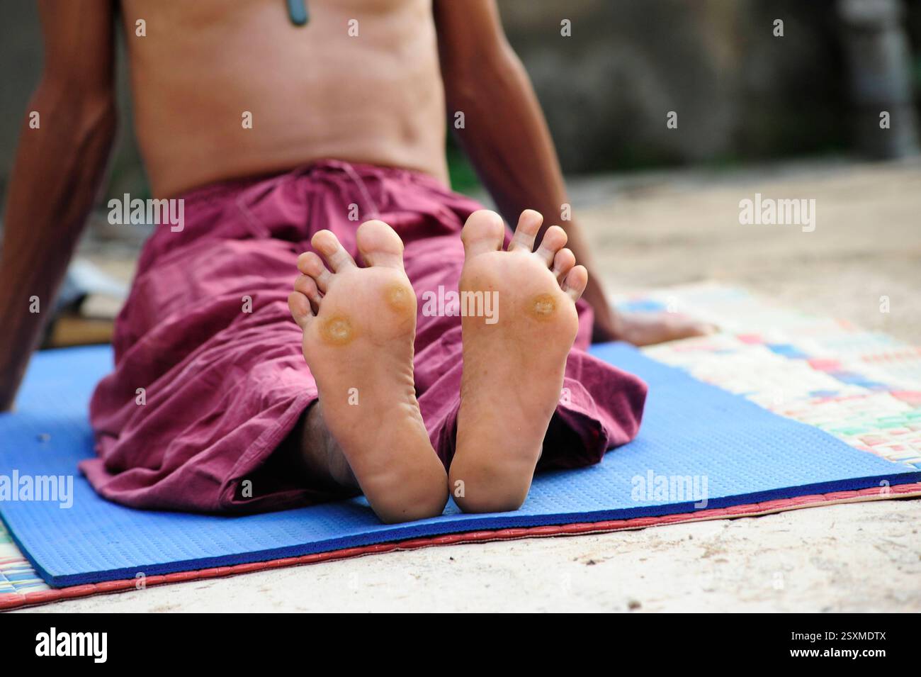 a indigenous yogi during yoga exercise, training for mental and ...
