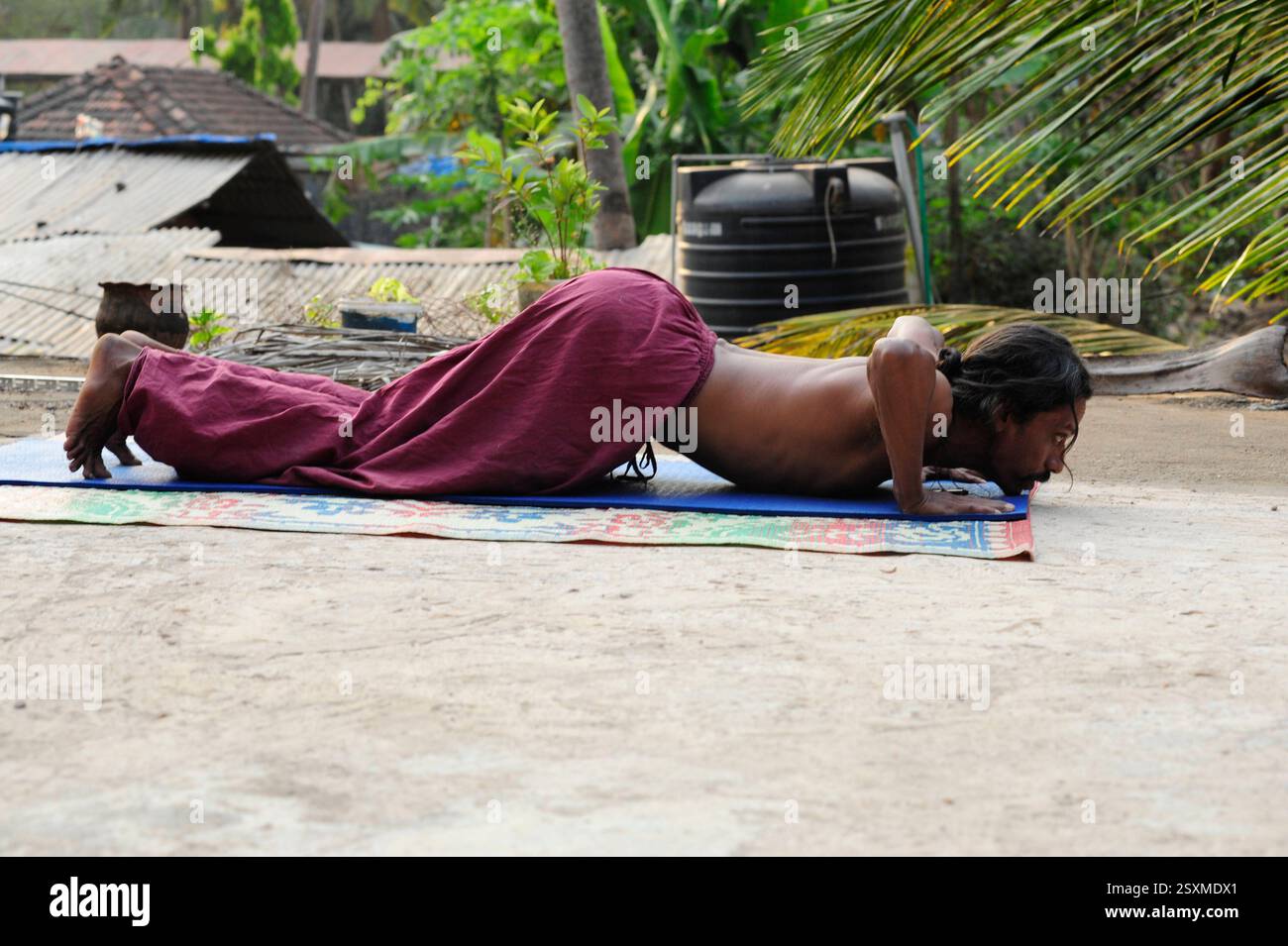 a indigenous yogi during yoga exercise, training for mental and ...