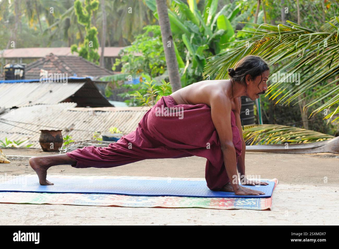 a indigenous yogi during yoga exercise, training for mental and ...