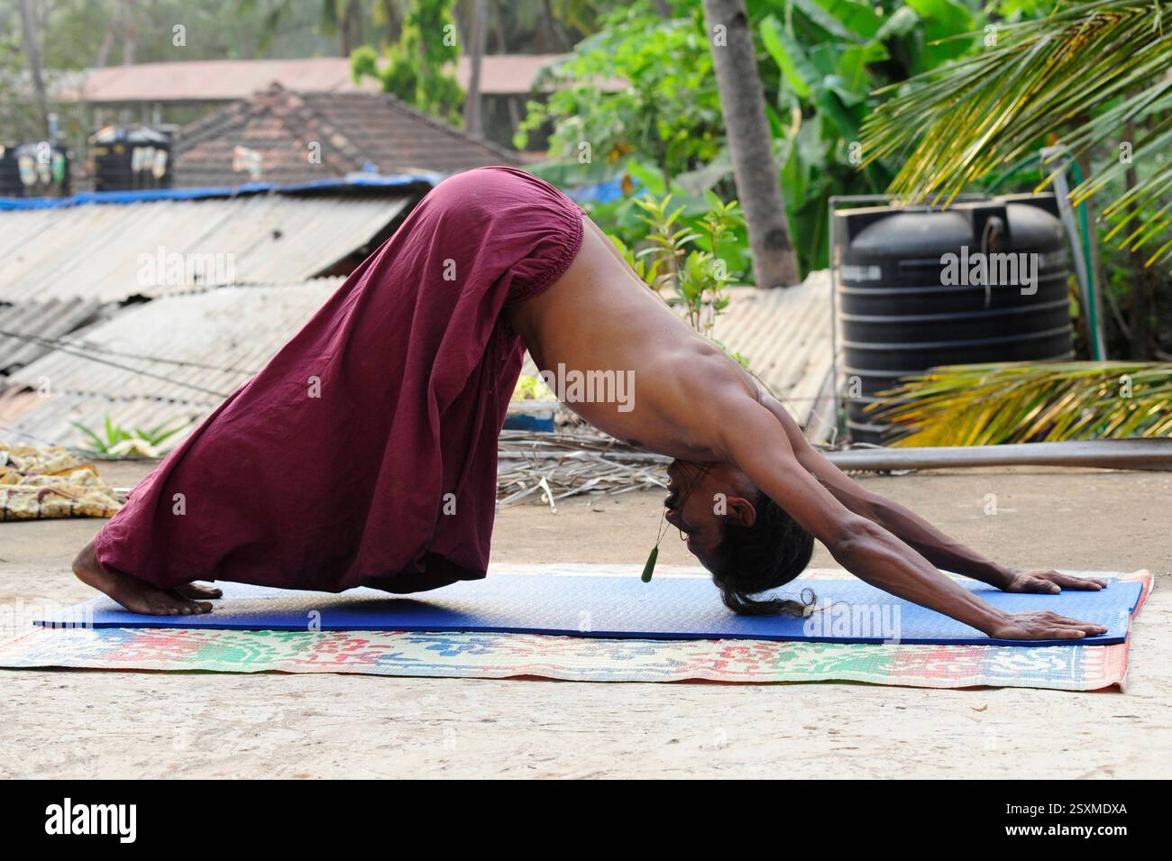 a indigenous yogi during yoga exercise, training for mental and ...