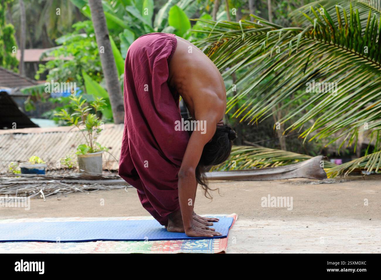 a indigenous yogi during yoga exercise, training for mental and ...