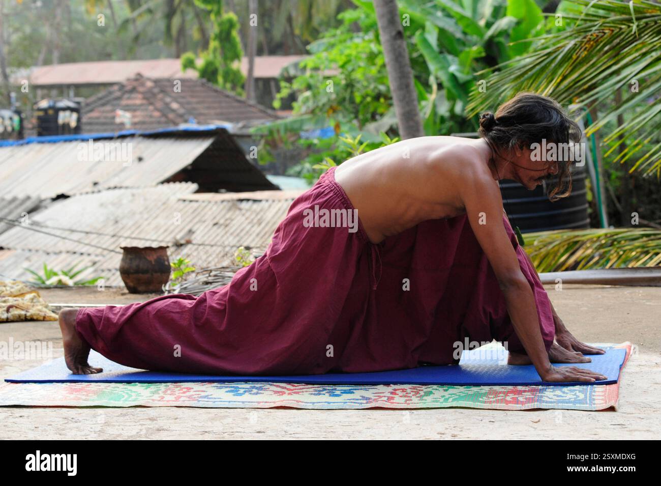 a indigenous yogi during yoga exercise, training for mental and ...