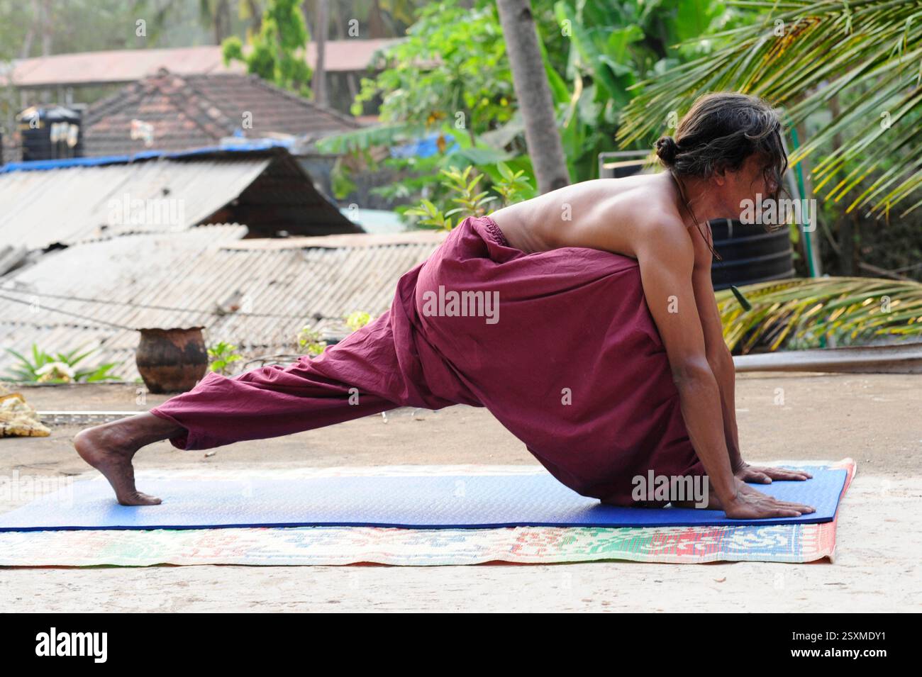 a indigenous yogi during yoga exercise, training for mental and ...